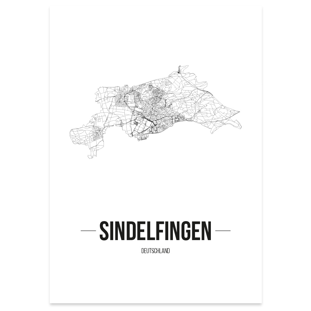 JUNIWORDS Stadtposter, Sindelfingen, Weiß, Kunstdruck Plan Map | eBay.de