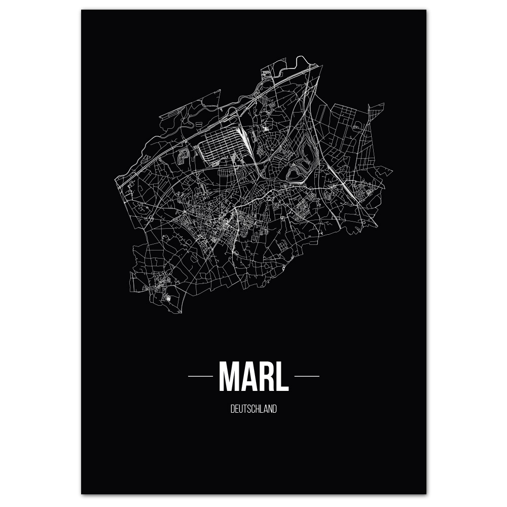JUNIWORDS Stadtposter, Marl, Schwarz, Kunstdruck Plan Map | eBay UK