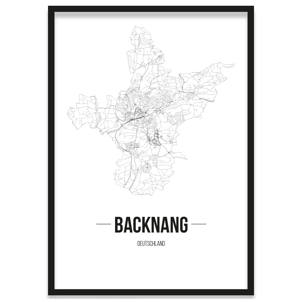 JUNIWORDS Stadtposter, Backnang, Weiß, Kunstdruck Plan Map | eBay.de