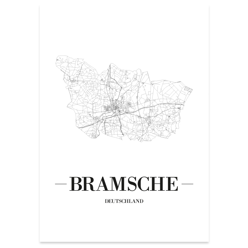 JUNIWORDS Stadtposter, Bramsche, Weiß, Kunstdruck Plan Map | eBay.de