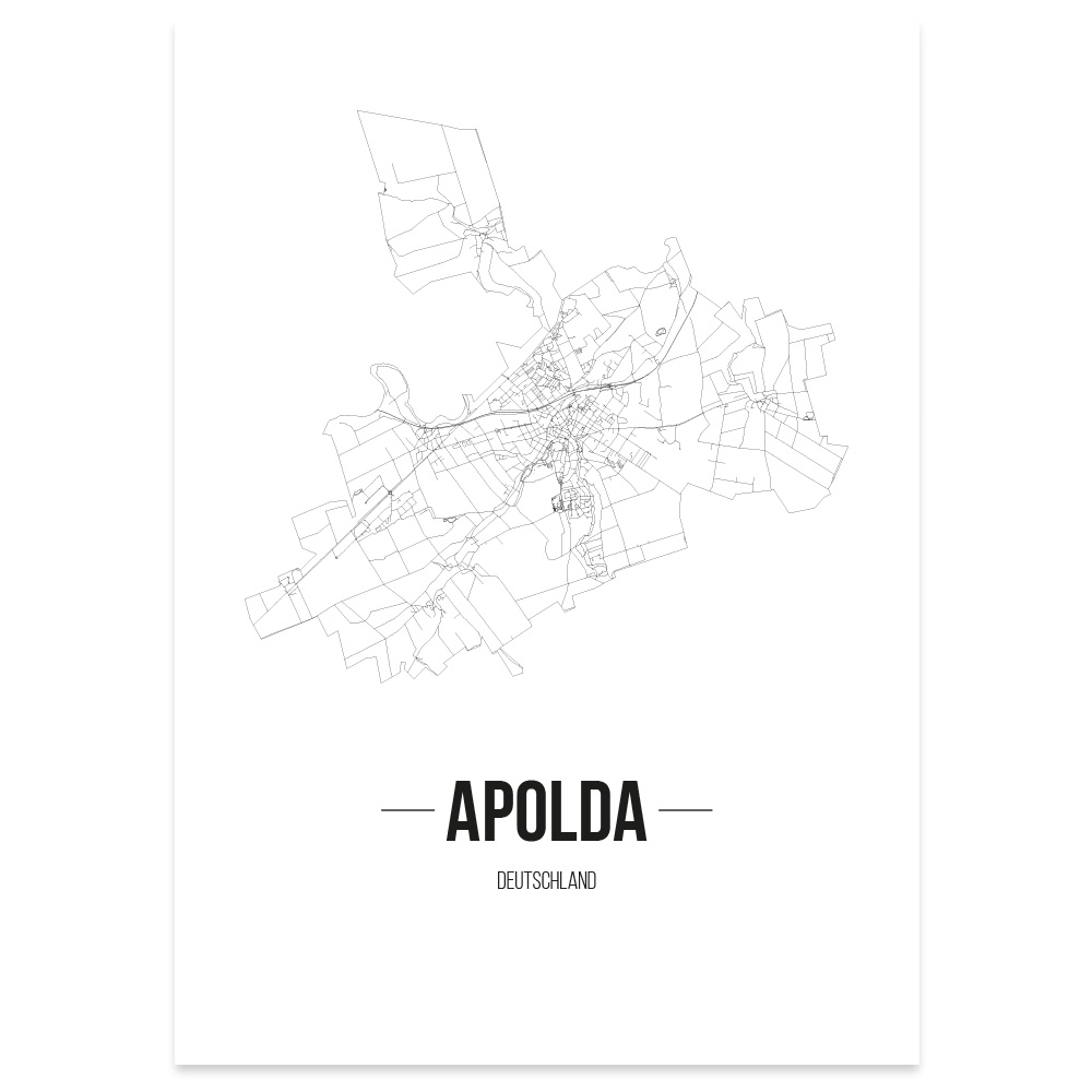 JUNIWORDS Stadtposter, Apolda, Weiß, Kunstdruck Plan Map | eBay.de