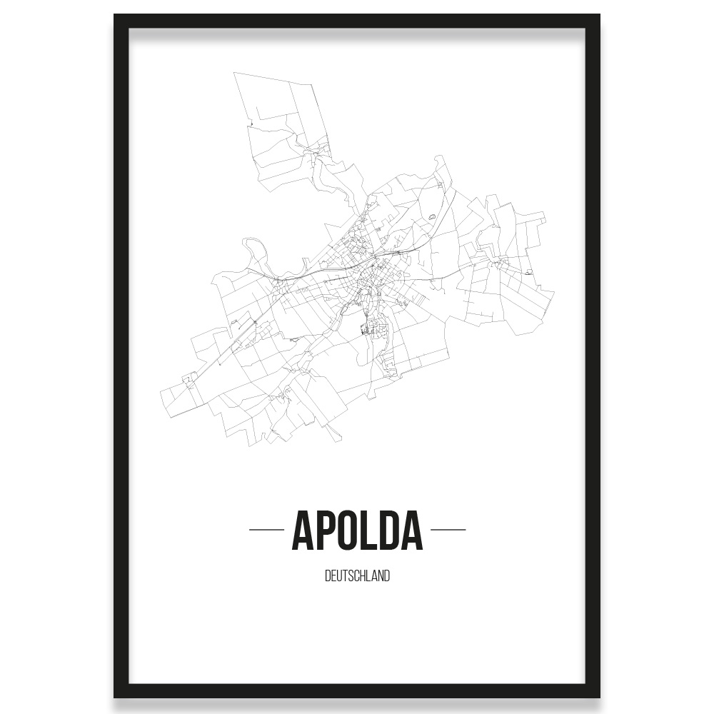 JUNIWORDS Stadtposter, Apolda, Weiß, Kunstdruck Plan Map | eBay.de