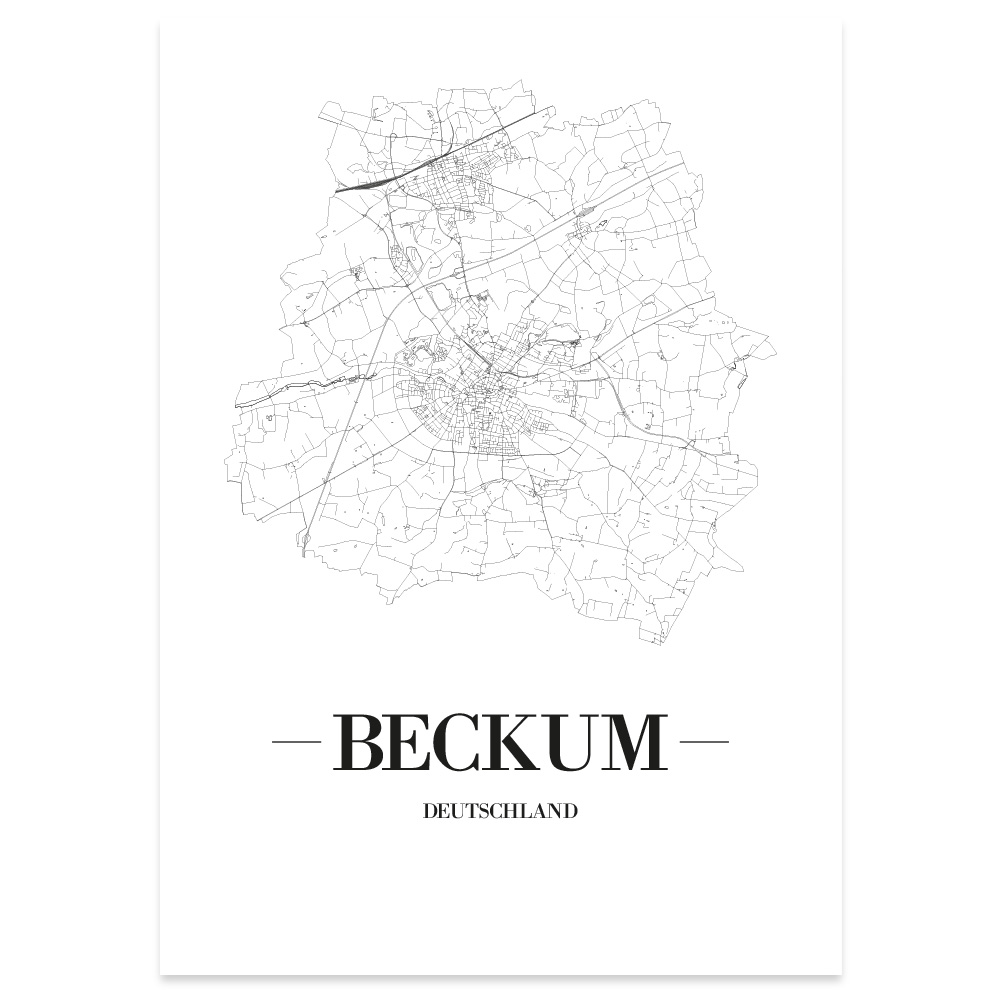 JUNIWORDS Stadtposter, Beckum, Weiß, Kunstdruck Plan Map | eBay UK