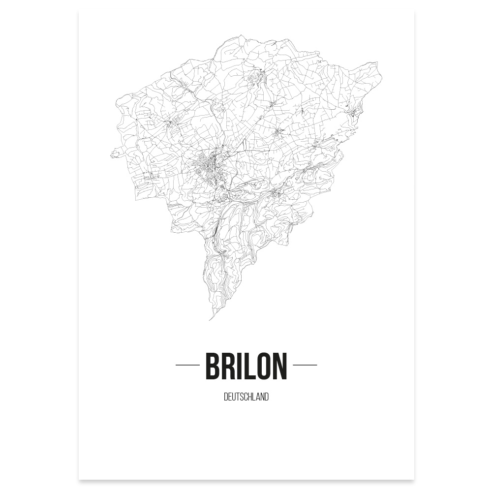 JUNIWORDS Stadtposter, Brilon, Weiß, Kunstdruck Plan Map | eBay.de