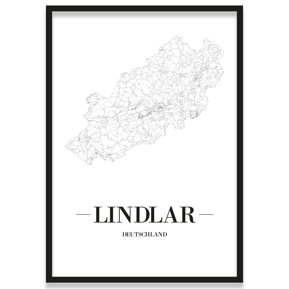 JUNIWORDS Stadtposter, Lindlar, Weiß, Kunstdruck Plan Map | eBay.de