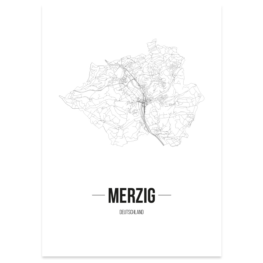 JUNIWORDS Stadtposter, Merzig, Weiß, Kunstdruck Plan Map | eBay.de