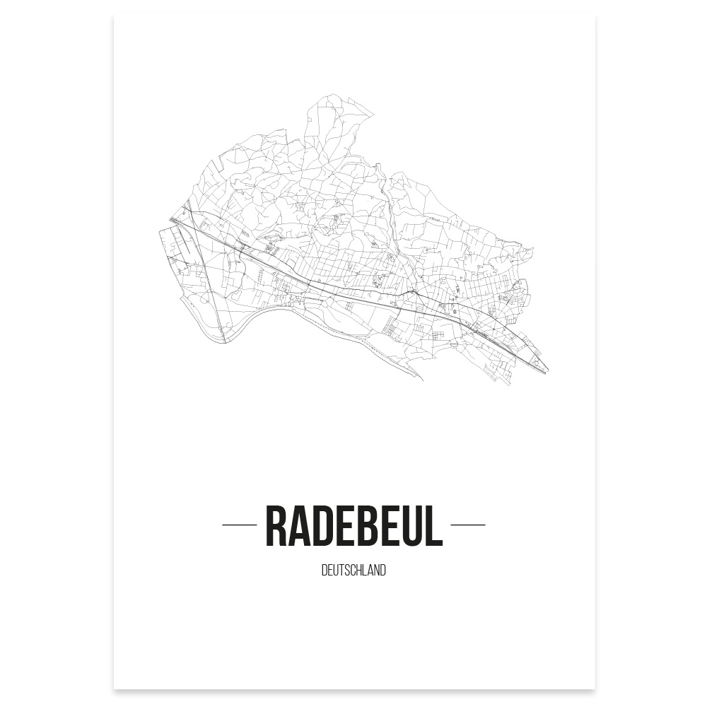 JUNIWORDS Stadtposter, Radebeul, Weiß, Kunstdruck Plan Map | eBay.de