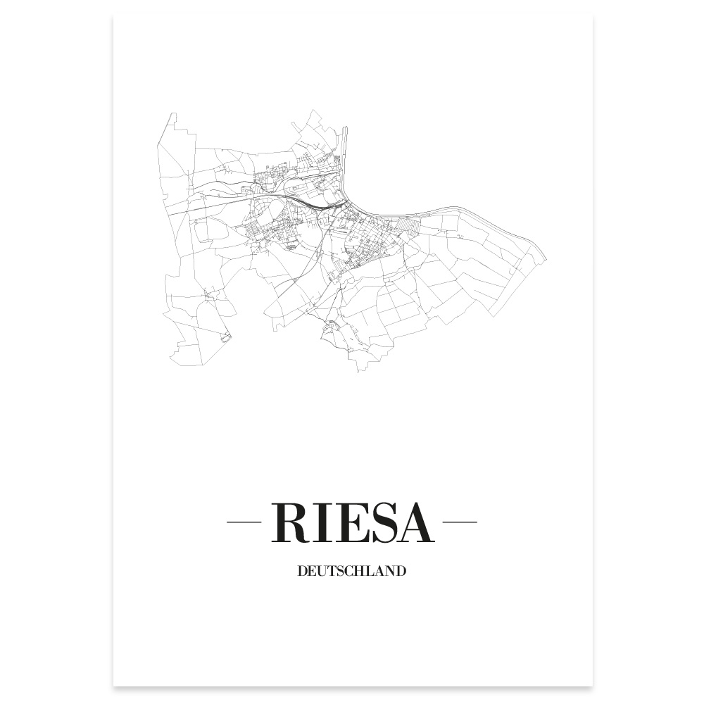JUNIWORDS Stadtposter, Riesa, Weiß, Kunstdruck Plan Map | eBay.de