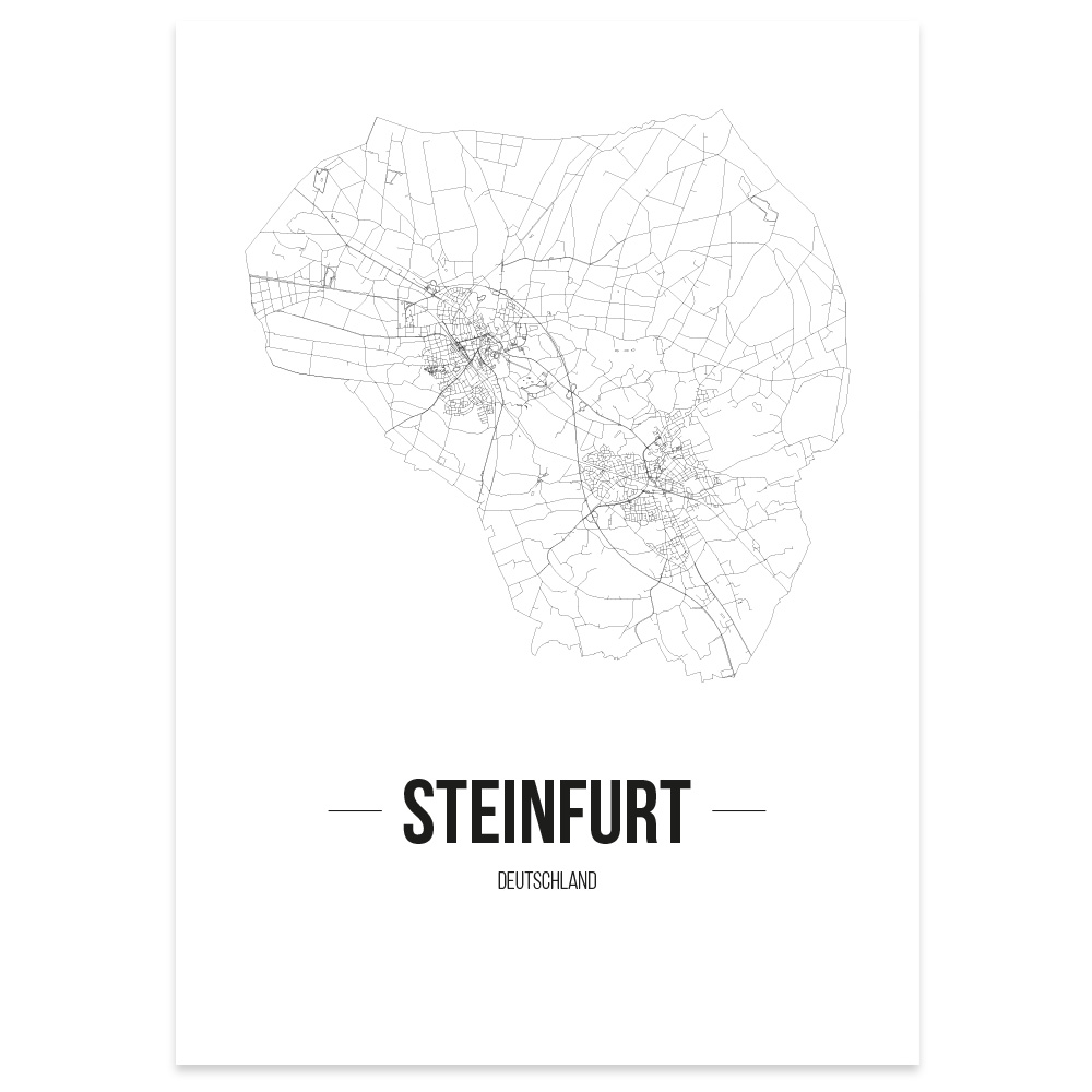 JUNIWORDS Stadtposter, Steinfurt, Weiß, Kunstdruck Plan Map | eBay.de